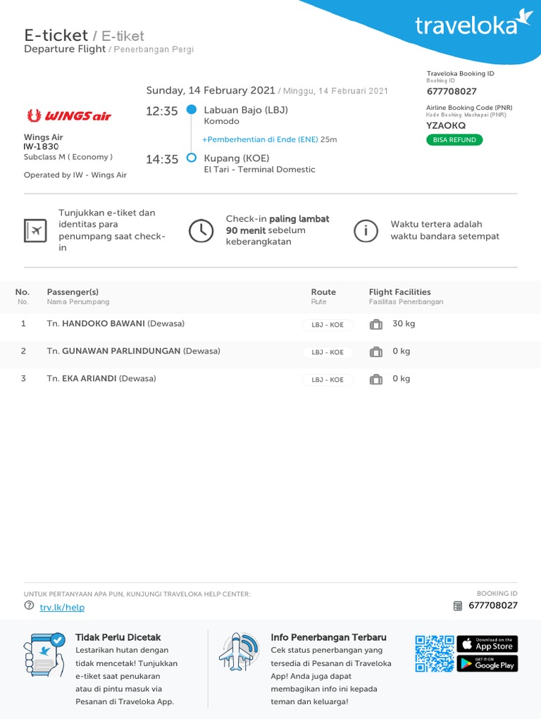 Handoko Bawani LBJ Yzaokq Koe Flight Originating | PDF