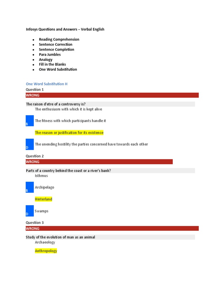 Infosys Verbal English Question | PDF | E Commerce | Walmart