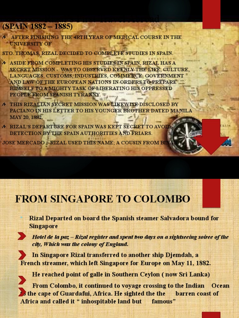 Rizal's First Travel Abroad: (SPAIN 1882 - 1885) | PDF | Philippines