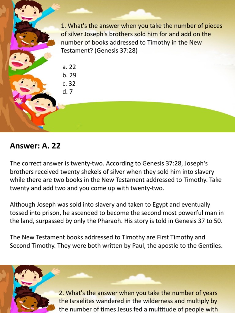 Bible Math Quiz | PDF | Gospel Of Matthew | Jesus