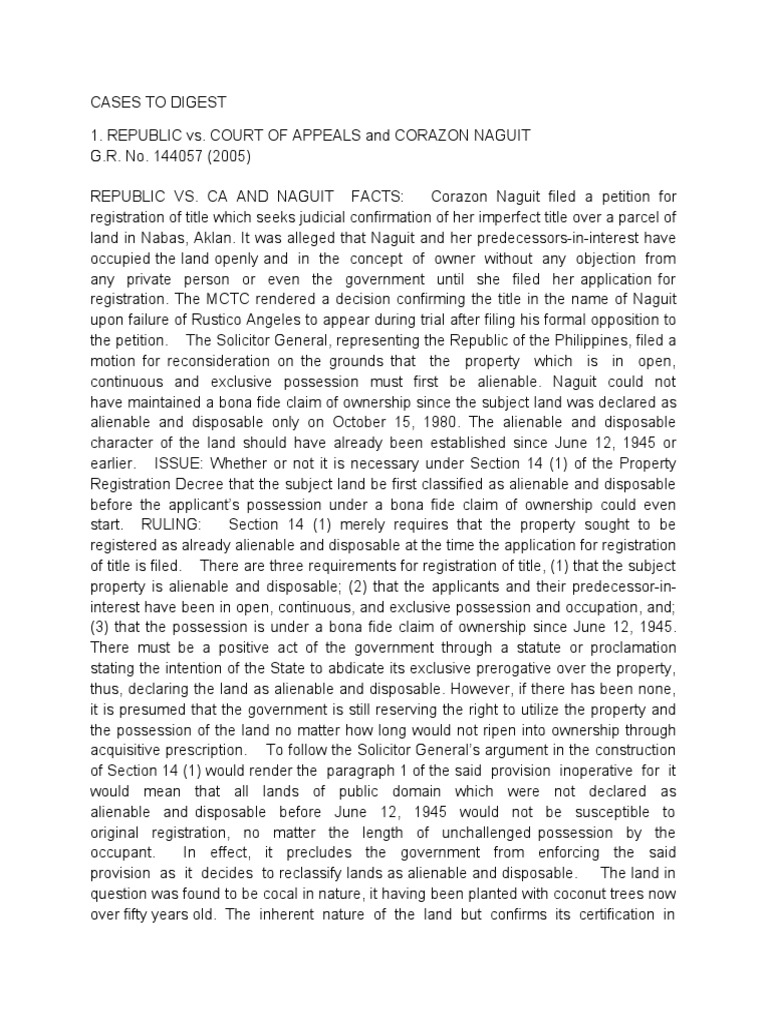 Digested Cases | PDF | Cheque | Property