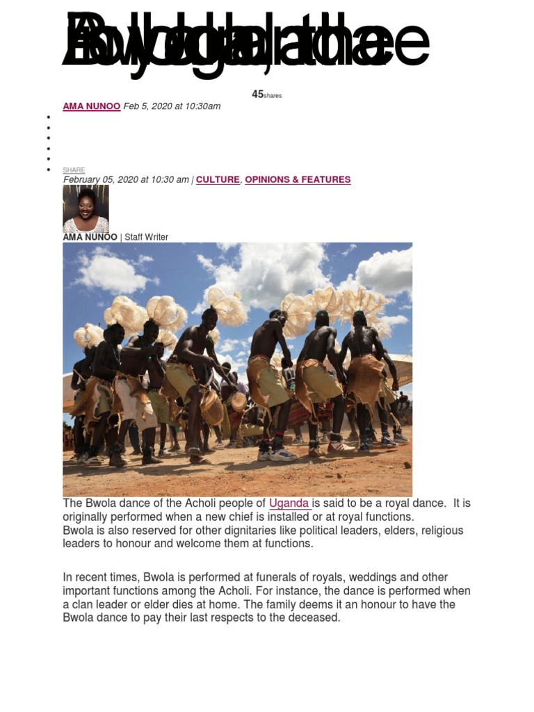 Uganda's Bwola Dance: A Look at the Acholi People's Royal Dance ...