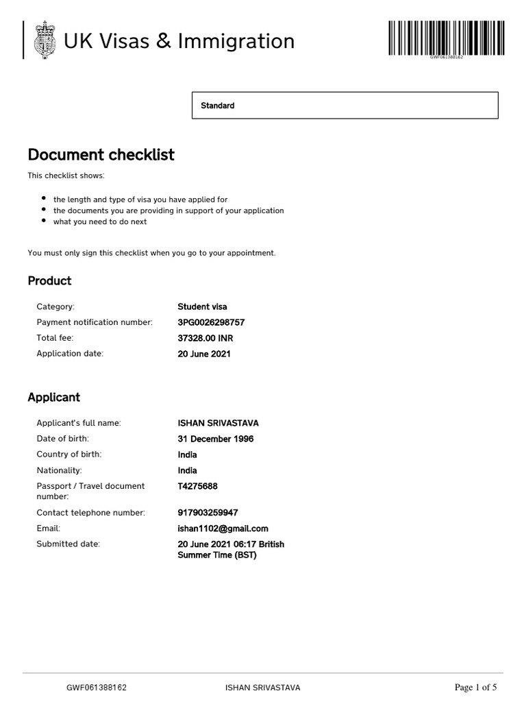 Visa Checklist | PDF | Travel Visa | Passport