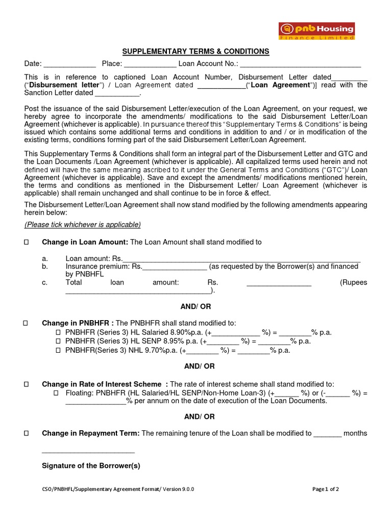 (Please Tick Whichever Is Applicable) : CSO/PNBHFL/Supplementary ...