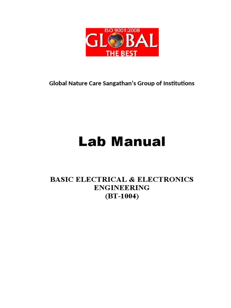 Basic Electrical & Electronics Lab Manual | PDF | Capacitor | Logic Gate