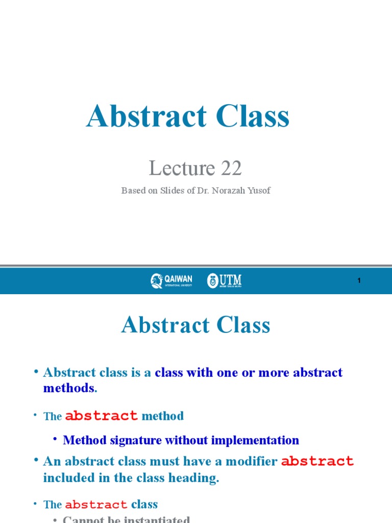 Lec22 Abstract Class Pdf Method Computer Programming Class Computer Programming
