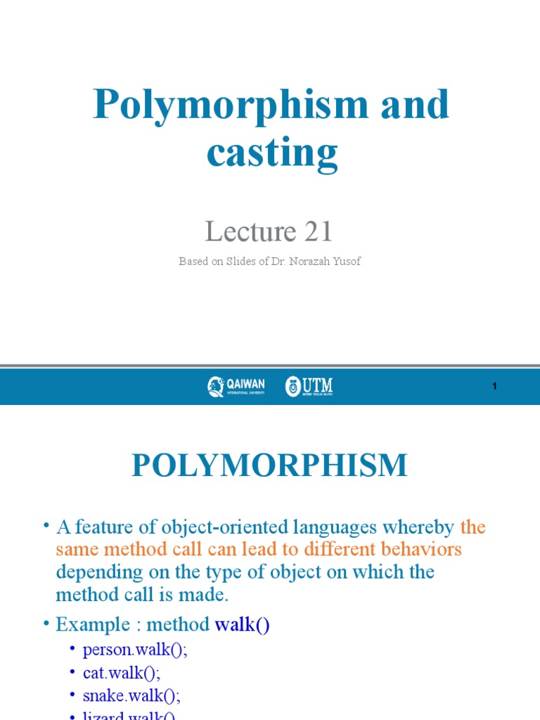 Lec21-Polymorphism and Casting | PDF | Method (Computer Programming ...