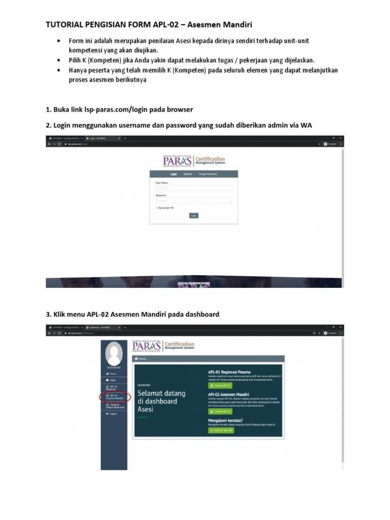 Tutorial Pengisian Form APL-02 | PDF | Karier & Perkembangan ...