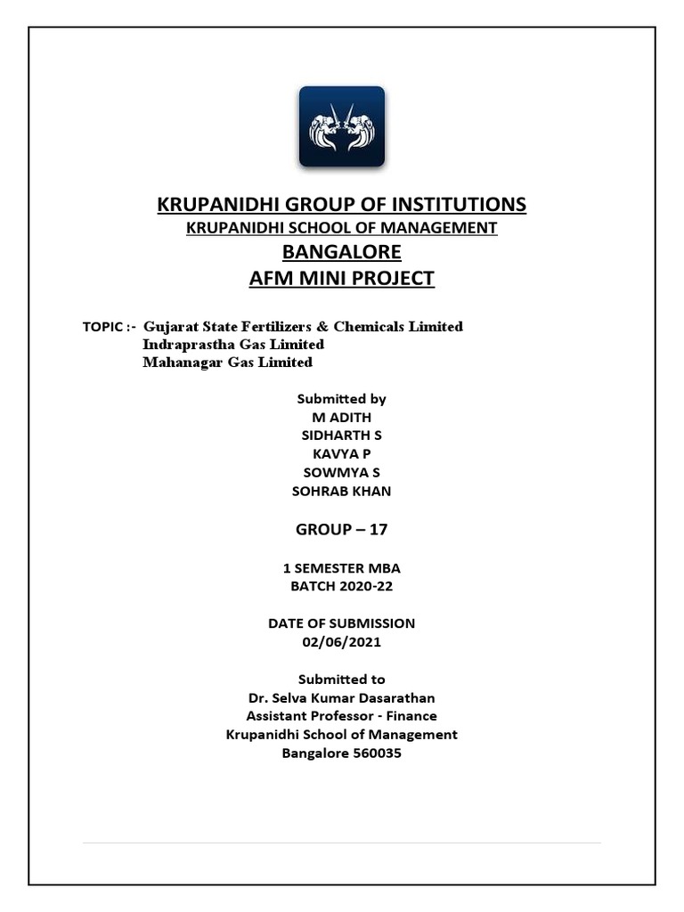 Afm Mini Project | PDF | Income Statement | Cash Flow Statement