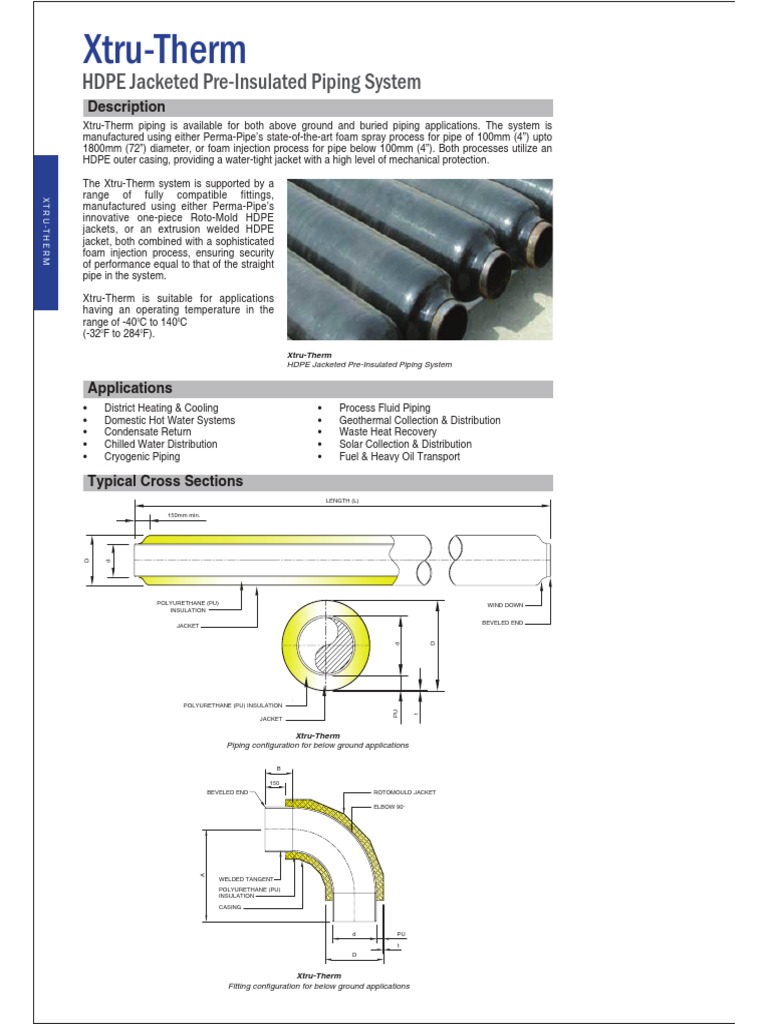 HDPE Jacketed Pre-Insulated Piping System Features | PDF | Thermal ...