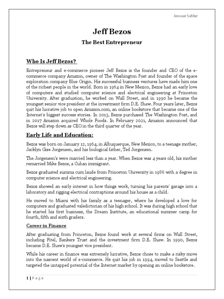 Jeff Bezos: The Best Entrepreneur | PDF | Zappos | Companies