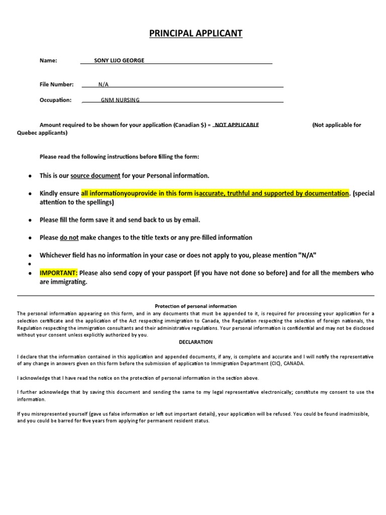 Sony Lijo George Pif Form | PDF | International English Language ...