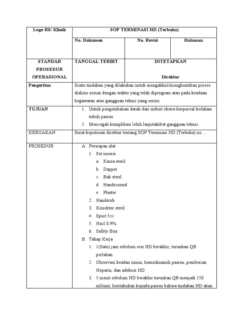 Sop Terminasi HD | PDF