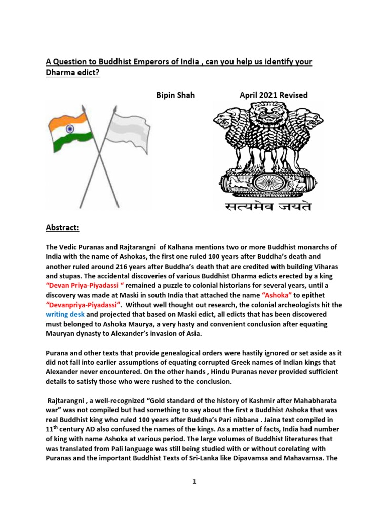 A Question To Buddhist Emperors of India - June'21 | PDF | Ashoka ...
