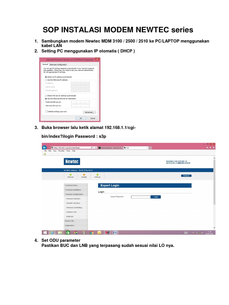 Apt Sop Instalasi Modem Newtec Dan Crosspole | PDF