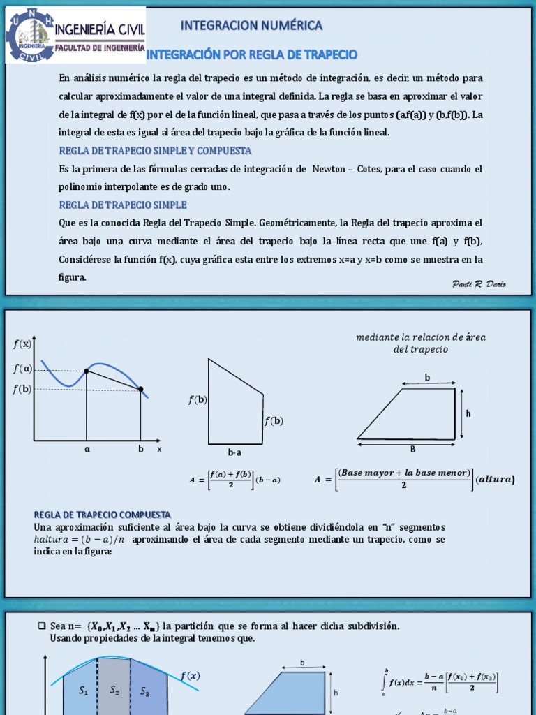 Integración Numérica Por Regla de Trapecio EJERCICIOS | PDF | Integral | Análisis numérico