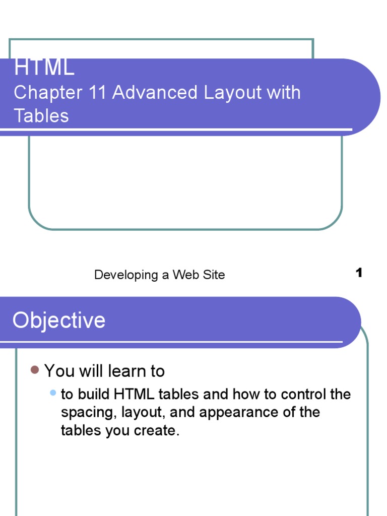 Chapter 11 Advanced Layout With Tables Jan09 | PDF | Html Element ...