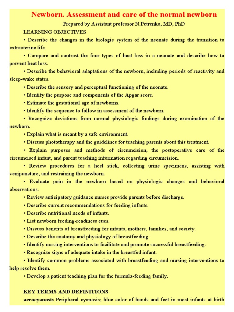Normal Newborn Assessment Findings | PDF | Respiratory System | Digestion