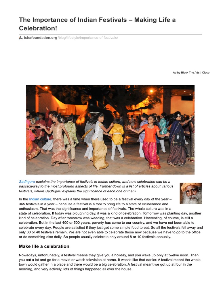 The Importance of Indian Festivals Making Life A Celebration | PDF ...