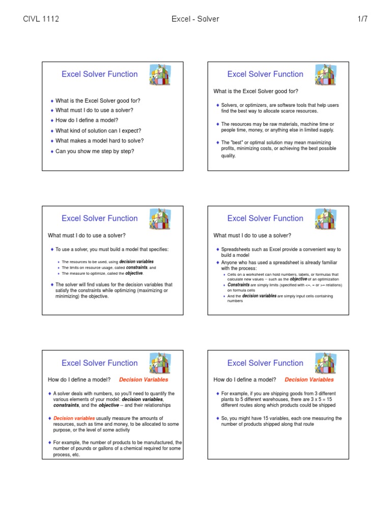 Excel Solver Function Excel Solver Function Pdf Mathematical 4905