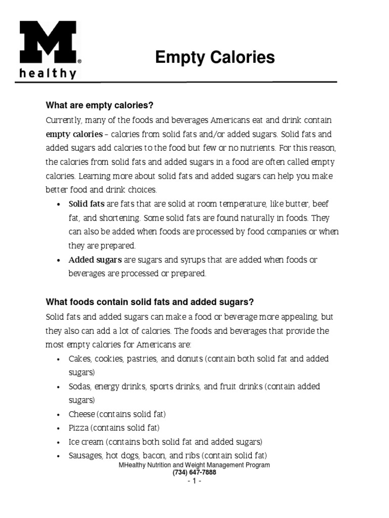 What Are Empty Calories | PDF | Diet Food | Foods