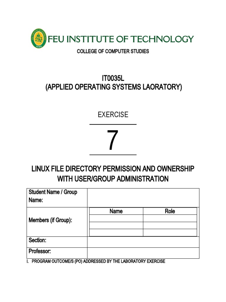 Laboratory Exercise 7 | PDF | Computer File | User (Computing)