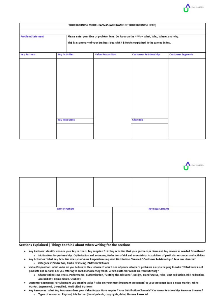 Your Business Model Canvas (Add Name of Your Business Here) : Problem Statement | Download Free ...
