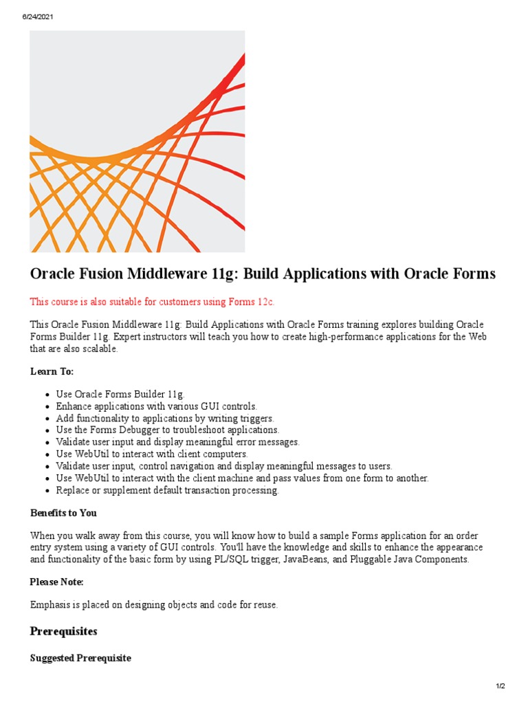 03 - Oracle Fusion Middleware 11g Build Applications With Oracle Forms | PDF | Software ...