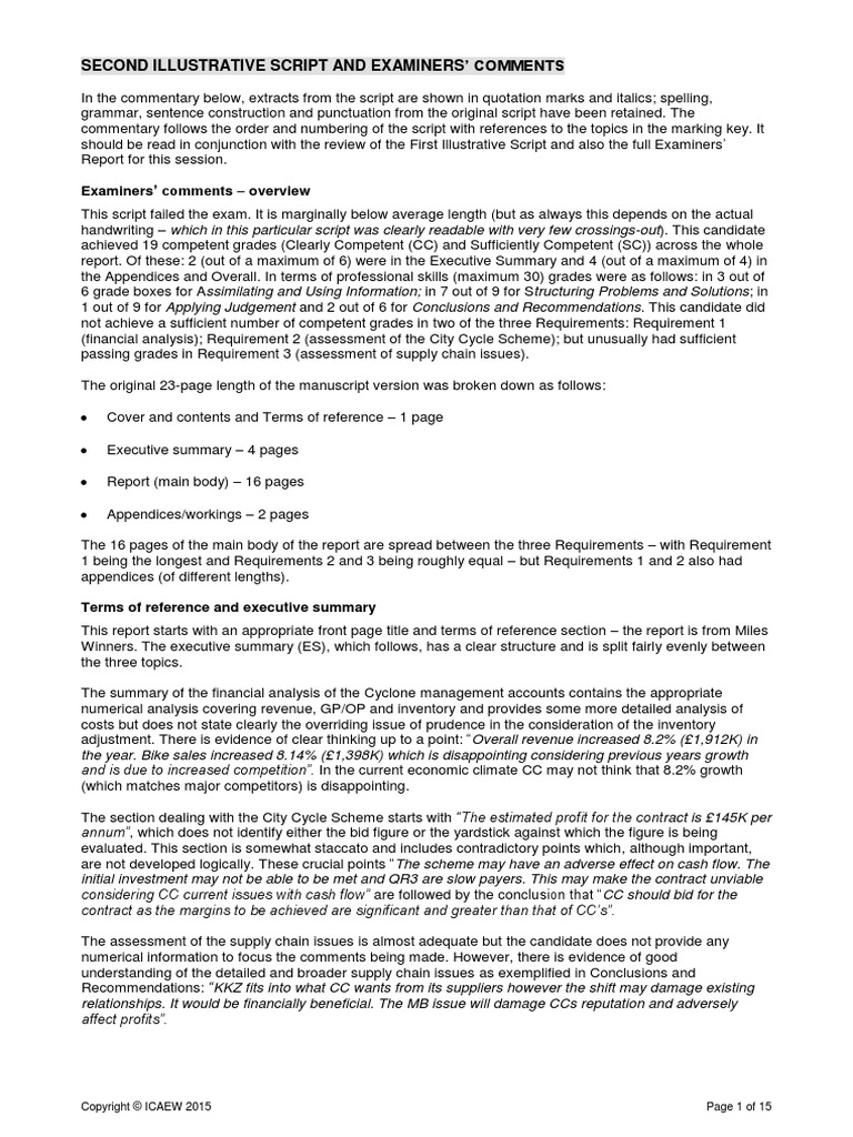 Case Study November 2015 Illustrative Script 2 | PDF | Inventory ...