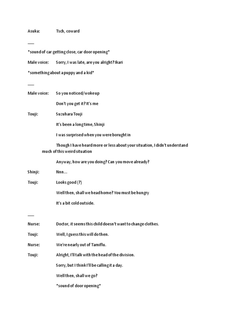 Evangalion 3.01.0 Thrice Upon A Time - Script | PDF | Nature