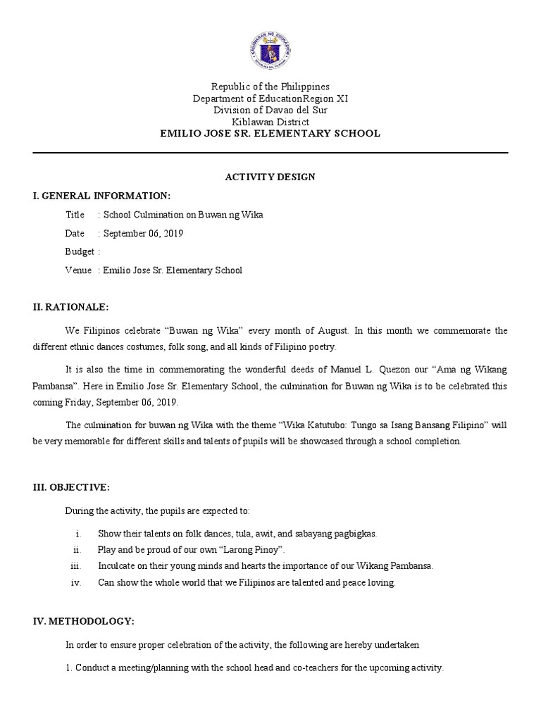 Activity Design in Filipino | PDF | Philippines