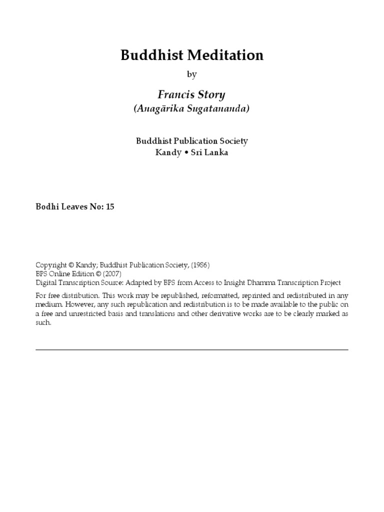 Buddhist Meditation: Francis Story | PDF | Vipassanā | Buddhist Meditation