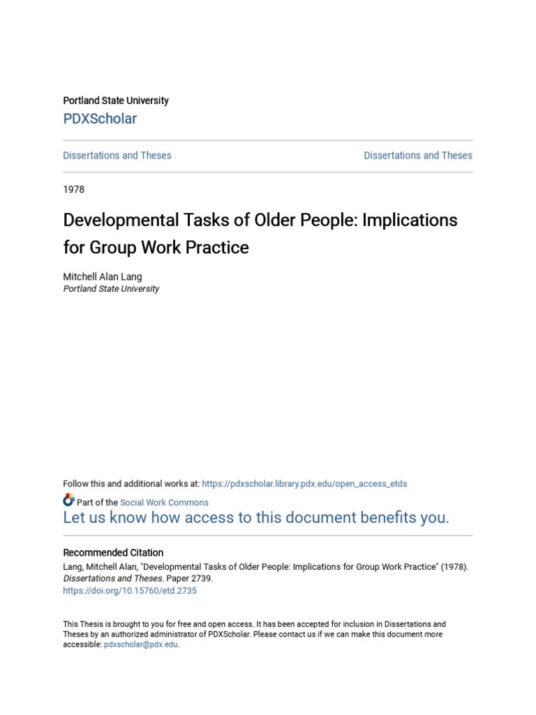 Developmental Tasks of Older People - Implications For Group Work | PDF ...
