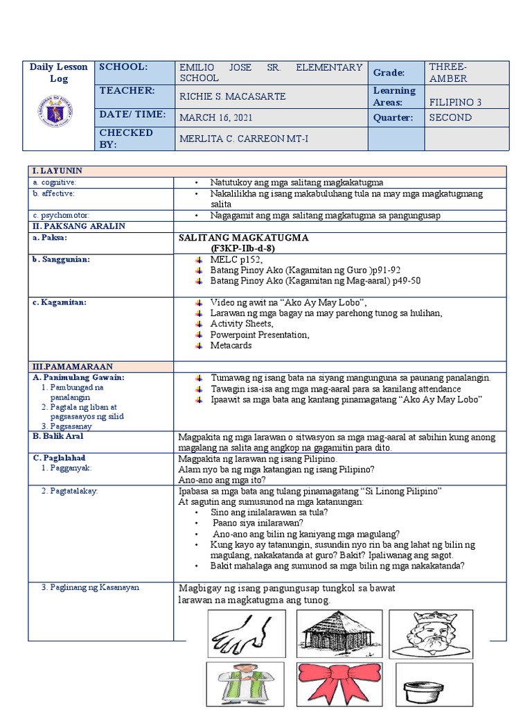 CO1 Salitang Magkatugma Lesson Plan | PDF