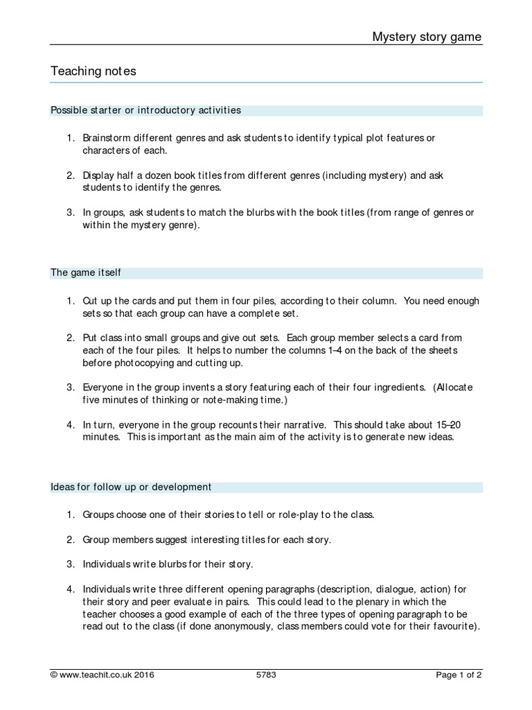 5783 The Mystery Story Game | PDF