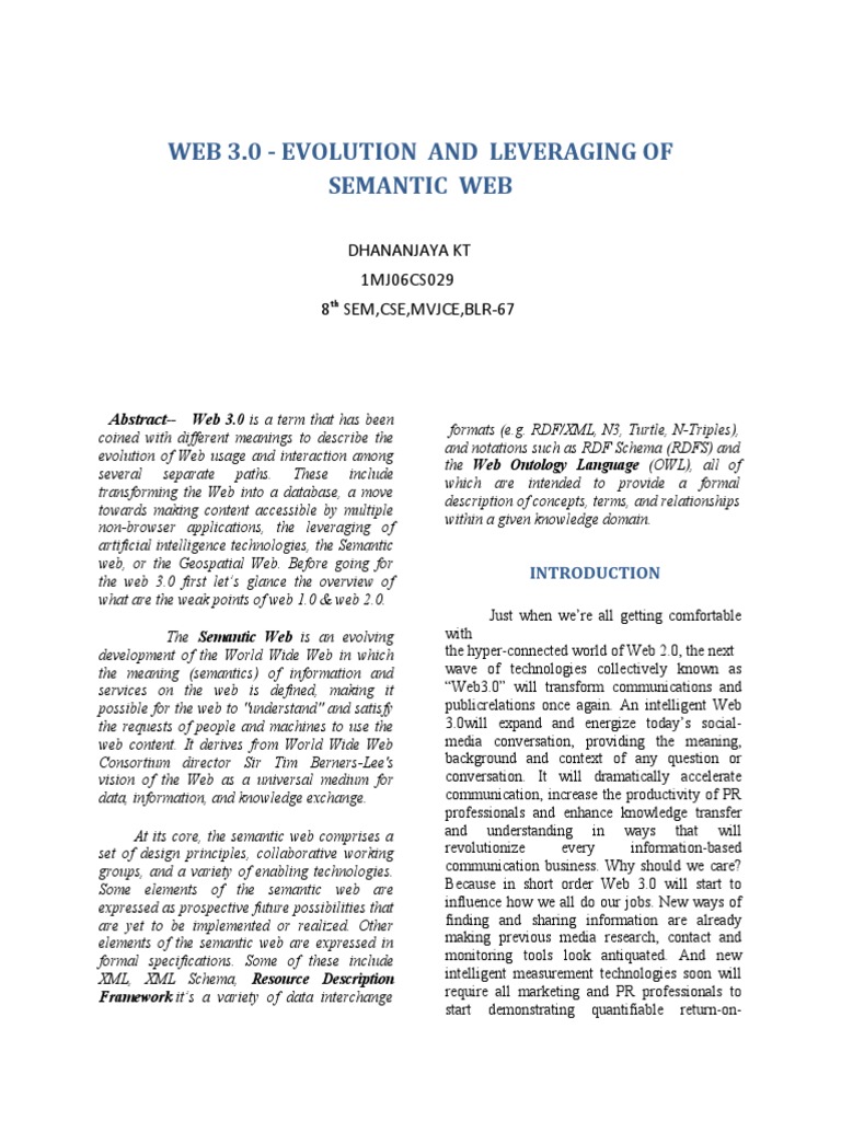 Web 3.0 Seminar - Report | PDF | World Wide Web | Internet & Web