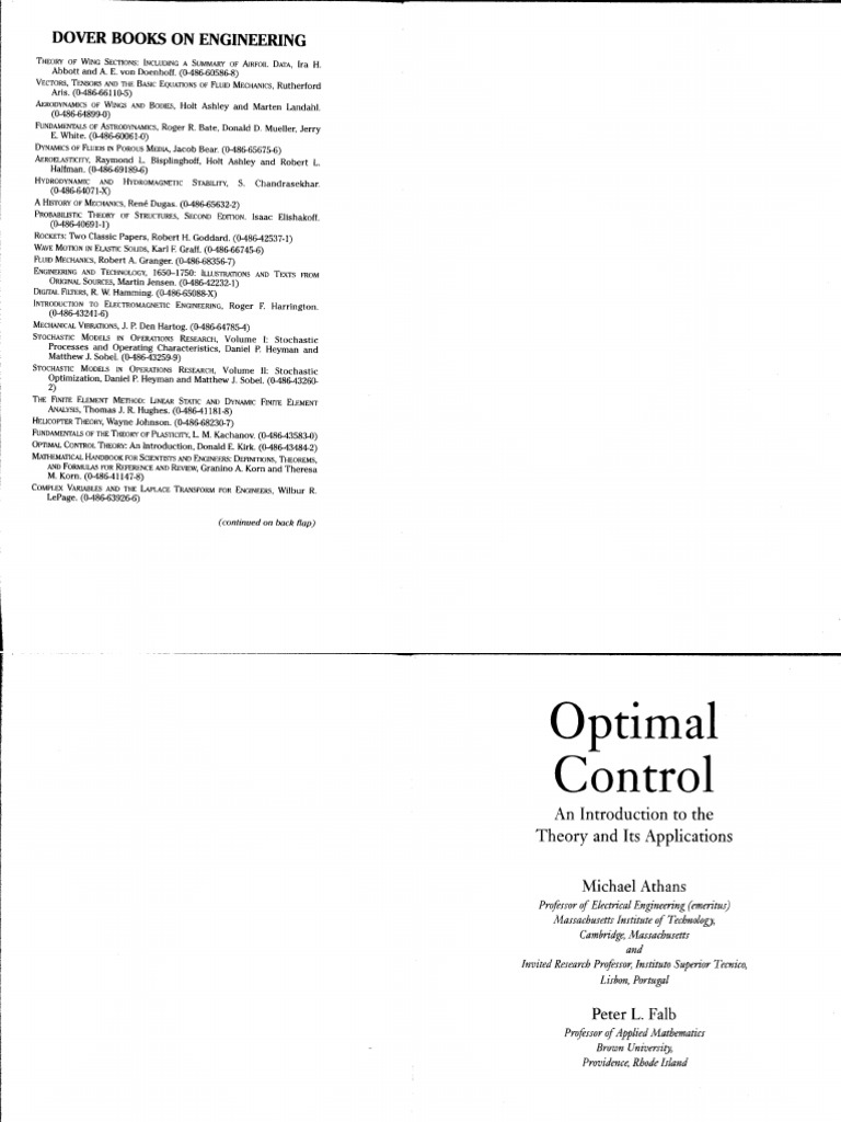 Michael Athans, Peter L. Falb - Optimal Control An Introduction To The Theory and Its ...