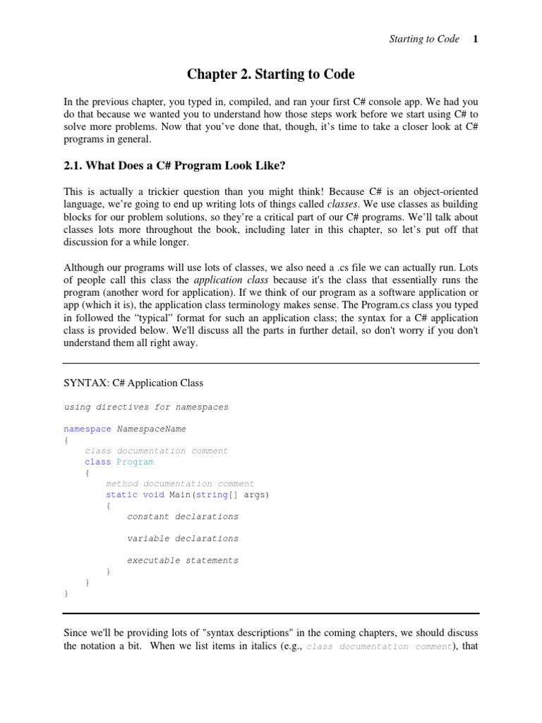 1 2 3 Visual Studio Chapter 2 Starting To Code | PDF