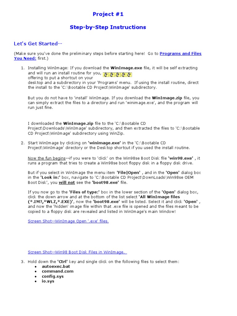 Project #1 Step-by-Step Instructions: Let's Get Started | PDF | Dos ...