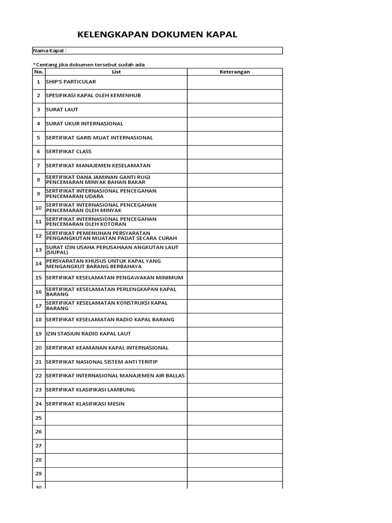 List Dokumen Kapal | PDF