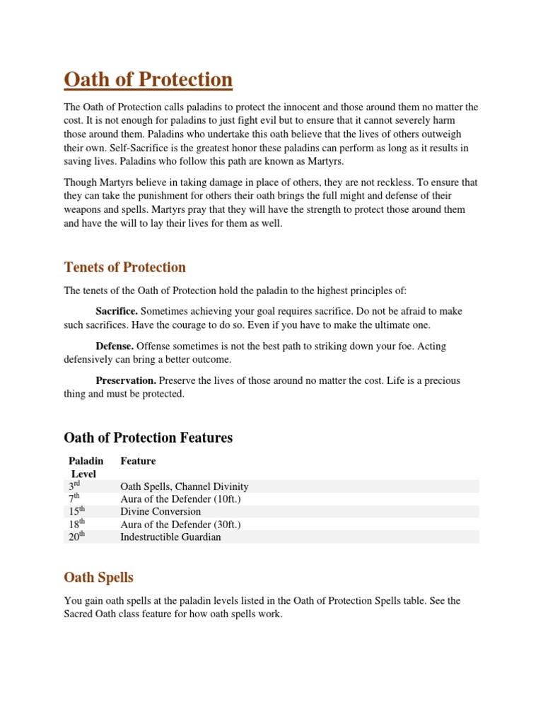 Oath of Protection Paladin Oath | PDF | Leisure | Sports
