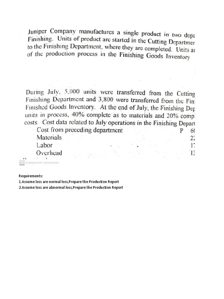 Process Costing 1 Assignment | PDF