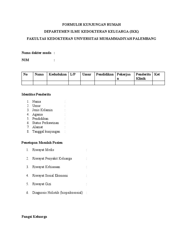 Form Home Visit Ikk | PDF
