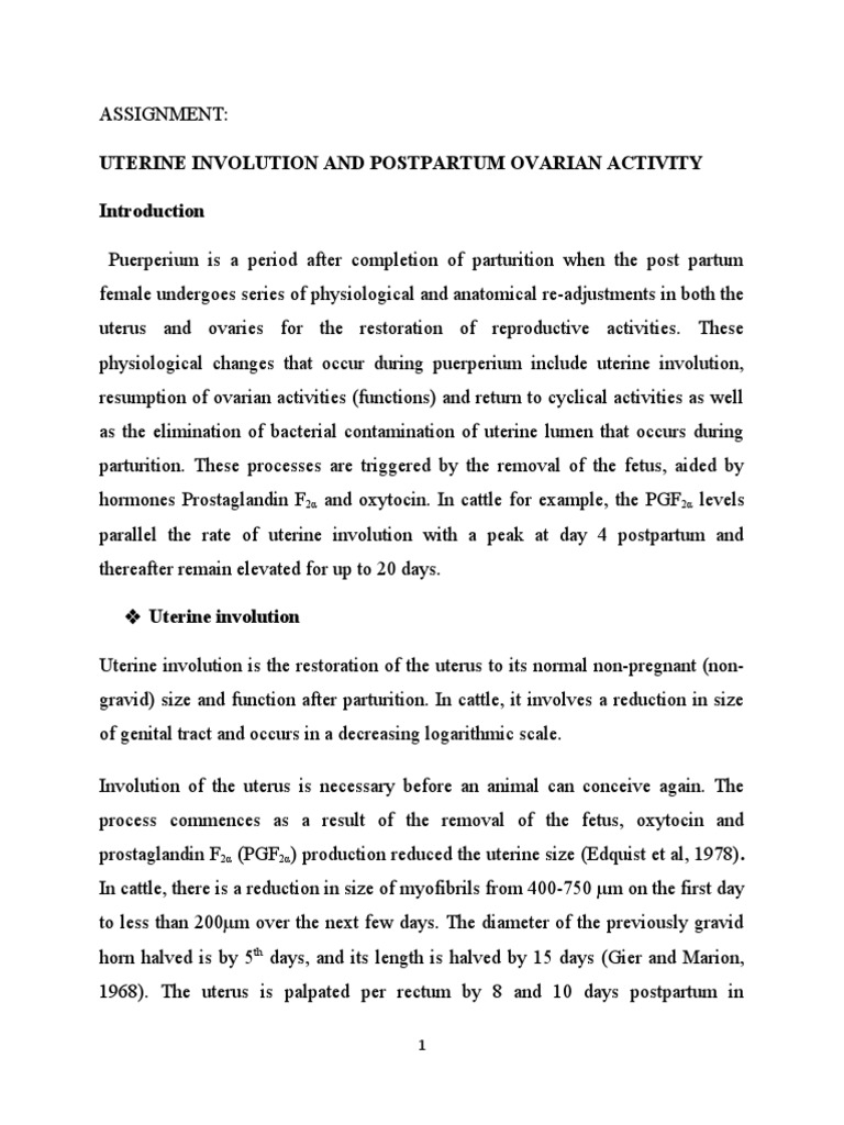 Uterine Involution and Postpartum Ovarian Activity | PDF | Luteinizing ...