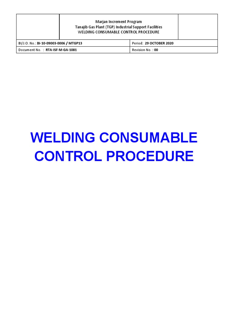 Welding Consumable Control Procedure | PDF | Welding | Construction