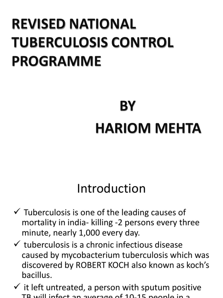 Revised National Tuberculosis Control Programme BY Hariom Mehta | PDF ...