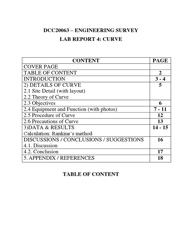 Dcc20063 - Engineering Survey Lab Report 4: Curve | PDF | Space | Geometry