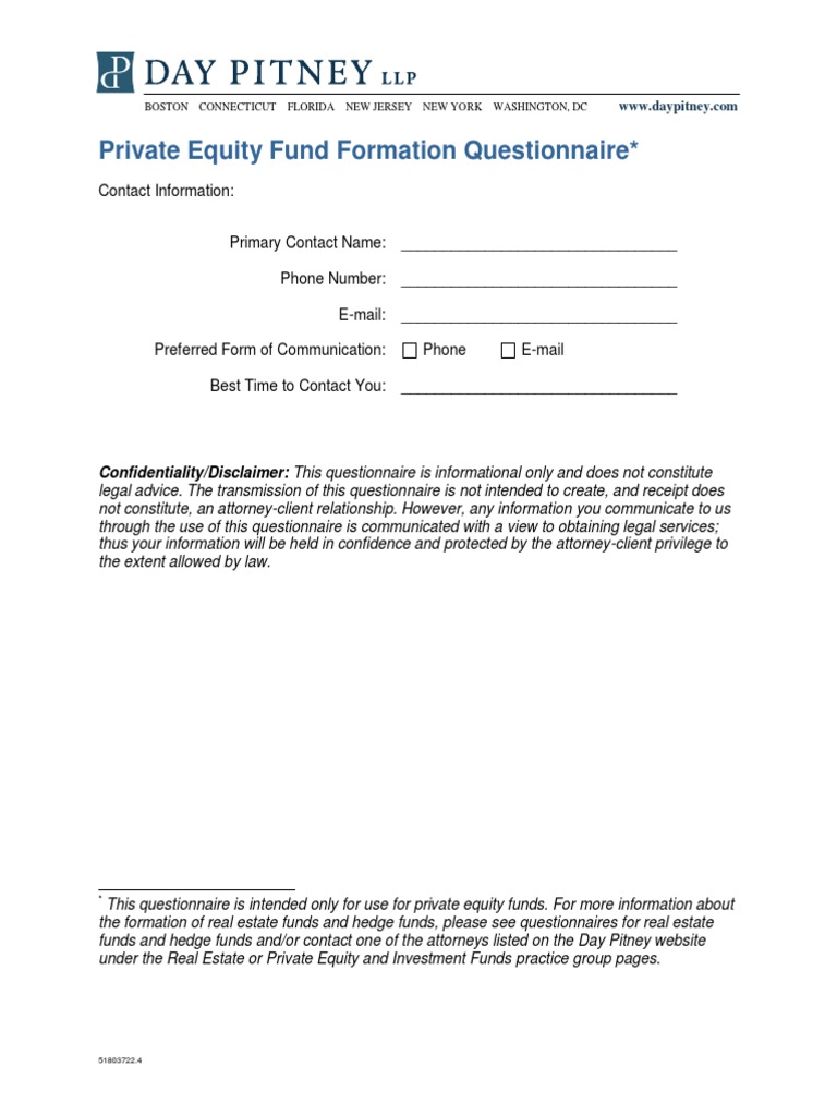 Private Equity Fund Formation Questionnaire | PDF | Carried Interest ...