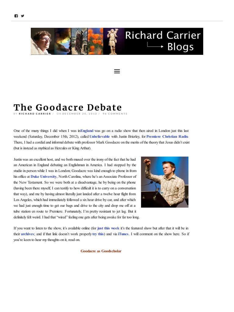2012-12-20 The Goodacre Debate (Richardcarrier - Info) (2839) | PDF ...