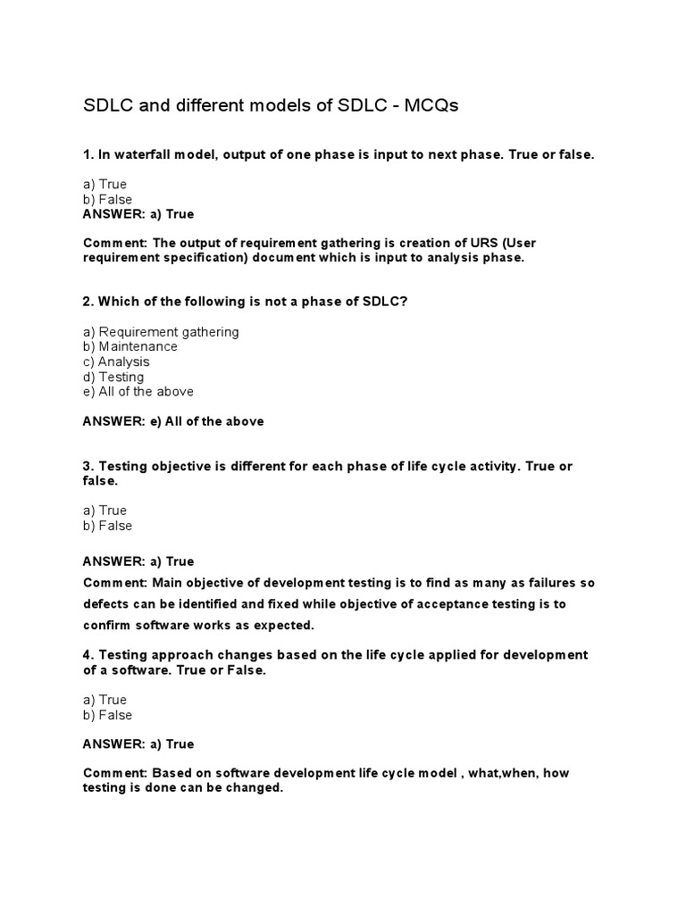 MCQ SDLC | PDF | Software Testing | Software Development Process